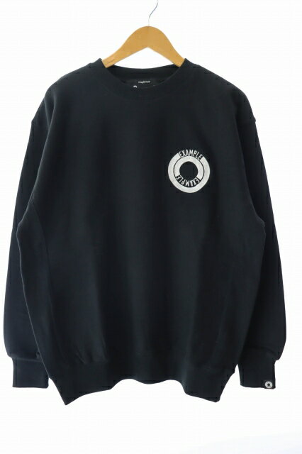 【中古】EXAMPLE エグザンプル ロゴ刺繍 プリント スウェット トレーナー ex22s-tp-0003 L ブラック ホワイト ブランド古着ベクトル 中古260323 メンズ表記サイズL ※実寸サイズを記載しておりますので、サイズに関...