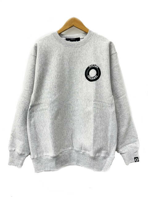 【中古】EXAMPLE エグザンプル ROUND LOGO SWEAT PULLOVER Ash/Black ラウンド ロゴ刺繍 プルオーバー スウェット トレーナー ex22s-tp-0003 L アッシュ ブラック ブランド古着ベクトル...
