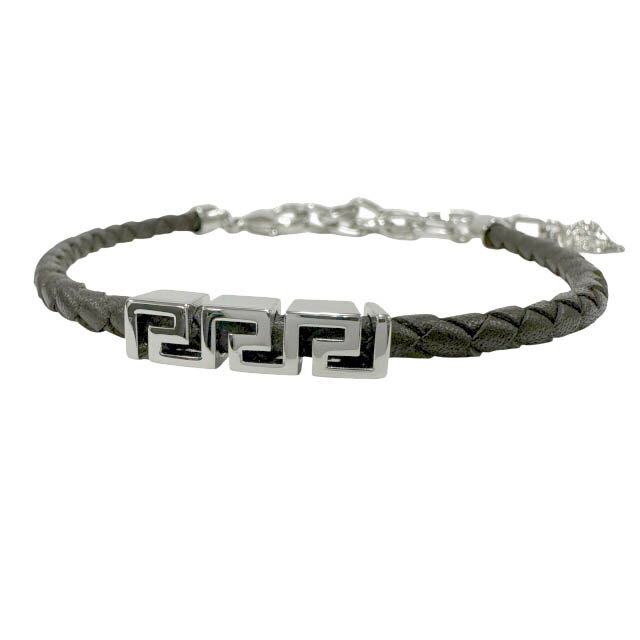 【中古】ヴェルサーチ ヴェルサーチェ VERSACE メデューサ チャーム グレカ レザー ブレスレット ブラウン シルバー ブランド古着ベクトル 中古▲■260509 メンズブランドヴェルサーチ ヴェルサーチェ VERSACE実寸サイズ幅...