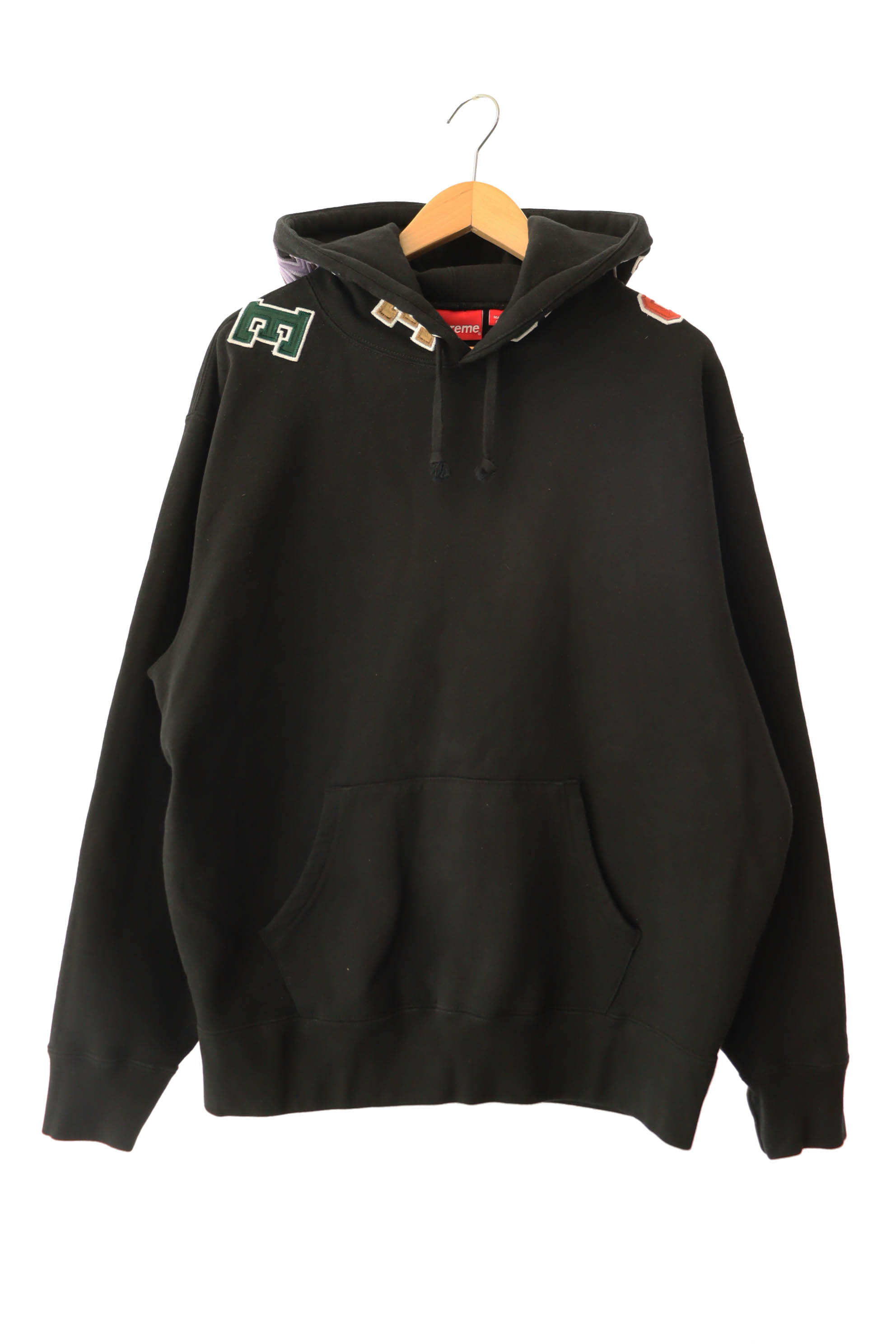 【中古】シュプリーム SUPREME 22AW Scattered applique Hooded Sweatshirt アップリケ フーデッド スウェットシャツ パーカー M 黒 ブラック ブランド古着ベクトル 中古 ☆AA★260621...