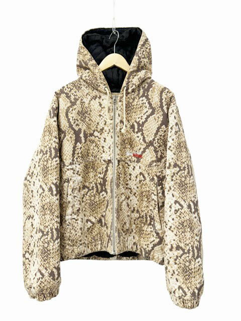 【中古】ステューシー STUSSY Insulated Canvas Work Jacket ロゴ刺繍 パイソン柄 インサレーテッド 中綿 ワーク ジャケット パーカー 115716 M ベージュ ブランド古着ベクトル 中古260522 メ...
