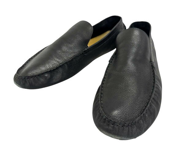 【中古】ザロウ THE ROW LUCCA SLIP ON LOAFER ルッカ レザー スリッポン ローファー 43 黒ブラック ブランド古着ベクトル 中古▲■260703 メンズブランドザロウ THE ROW表記サイズ43 28cm相当...