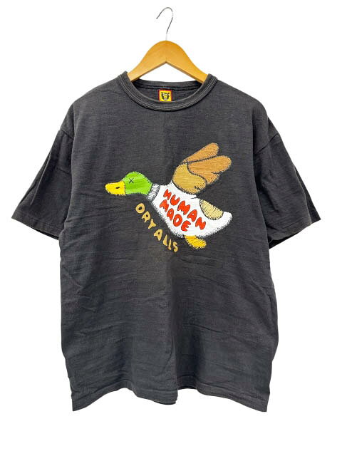 【中古】ヒューマンメイド HUMAN MADE ×KAWS カウズ 21AW Duck Tee #2 ダック ロゴ プリント 半袖Tシャツ XL 黒ブラック ブランド古着ベクトル 中古260714 メンズブランドヒューマンメイド HUMAN...