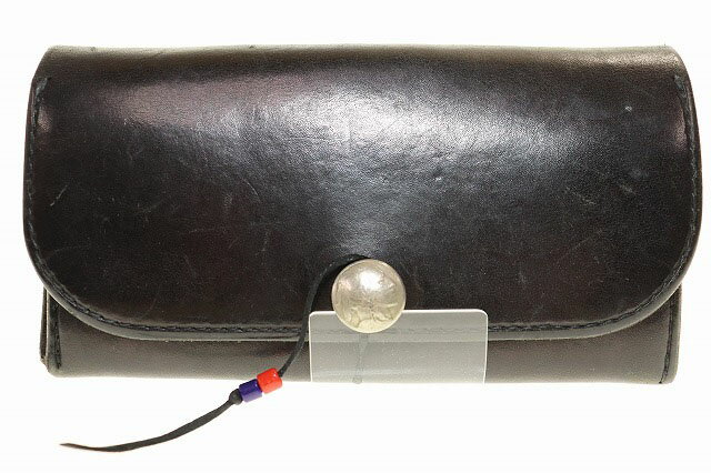 【中古】ゴローズ goro's SADOLE LEATHER LONG WALLET サドルレザー コンチョ ロングウォレット 長財布 革 ブラック 【ブランド古着ベクトル】●▲260406 メンズ 【ベクトル 古着】 260406ブランド...