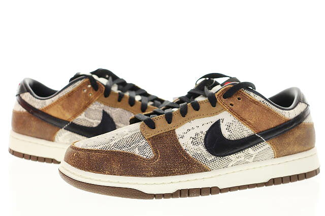 【中古】ナイキ NIKE DUNK LOW PRM HEAD 2 HEAD CO.JP 27cm ダンク ロー プレミアム ローカット スニーカー スネーク クロコダイル レザー ブラウン 【ブランド古着ベクトル】▲■260623 メンズ ...