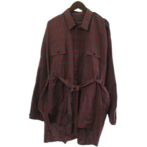 【中古】エッセイ ESSAY ES16SH-02 DRAPE SHIRT コットン オーバー シャツ チェック オレンジ グレー 3 【ベクトル 古着】 260527ブランドエッセイ ESSAY表記サイズ3 L相当実寸サイズ身幅：76cm　...