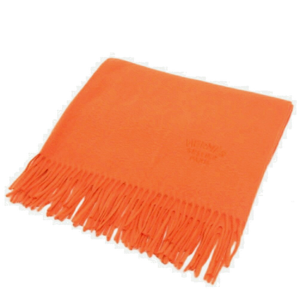 【中古】エルメス HERMES SELLIER PARIS マフラー ストール フリンジ 大判 カシミヤ オレンジ ☆AA★ レディース 【ベクトル 古着】 260314ブランドエルメス HERMES表記サイズ※実寸サイズをご確認ください実...