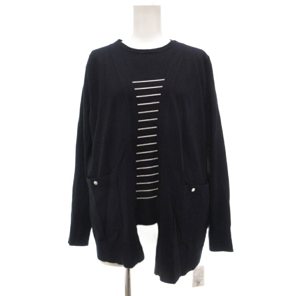 【中古】未使用品 ミッシェルクラン MICHEL KLEIN タグ付き アンサンブルニット カーディガン ボーダーカットソー S ダークネイビー /MG レディース 【ベクトル 古着】 260414ブランドミッシェルクラン MICHEL K...