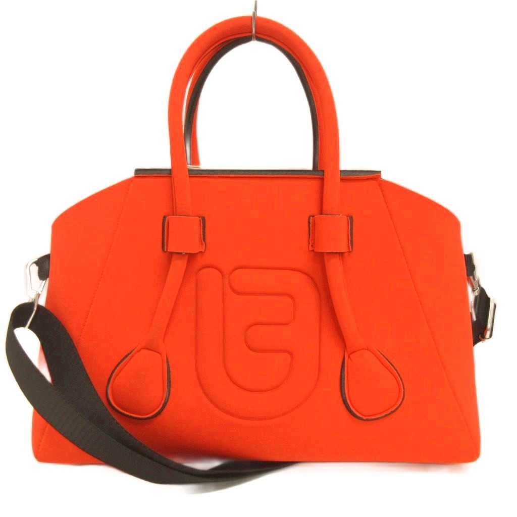 【中古】未使用品 LA FILLE DES FLEURS Aldi Ve Tekno Fabric Vibes Arancio ショルダー トートバッグ オレンジ レディース 【ベクトル 古着】 260403実寸サイズ持ち手の長さ：32cm...