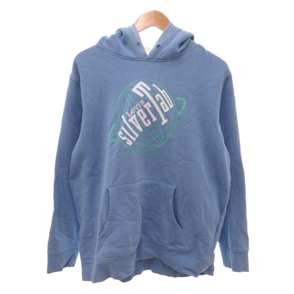 【中古】リーバイス Levi's SILVER TAB パーカー フーディー ロゴプリント 裏起毛 L 水色 ライトブルー /YF メンズ 【ベクトル 古着】 260530ブランドリーバイス Levi's表記サイズL実寸サイズ肩幅：50cm...