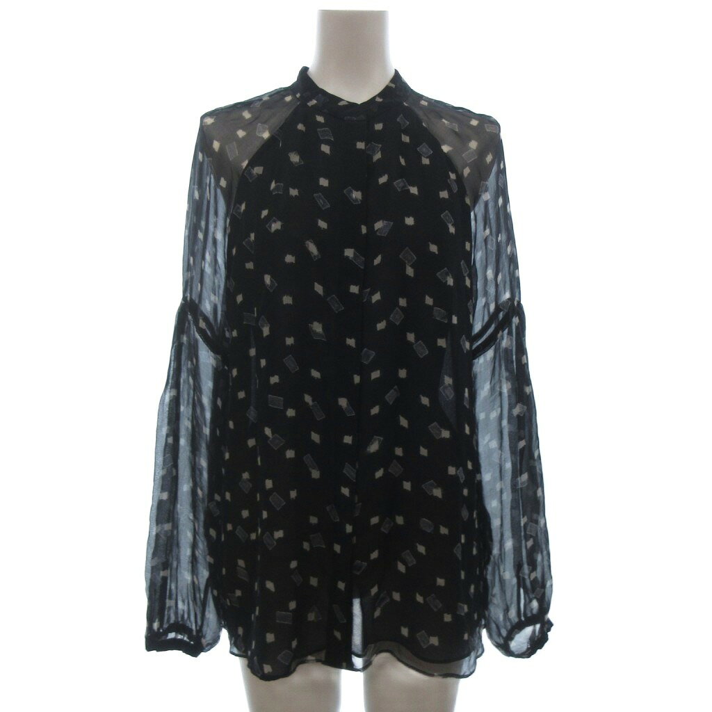 【中古】マッシモドゥッティ Massimo Dutti シアー ブラウス シャツ 長袖 黒 ネイビー系 40 レディース 【ベクトル 古着】 260702表記サイズEUR40 USA8 MEX30実寸サイズ身幅：52cm　着丈：63cm　ゆ...
