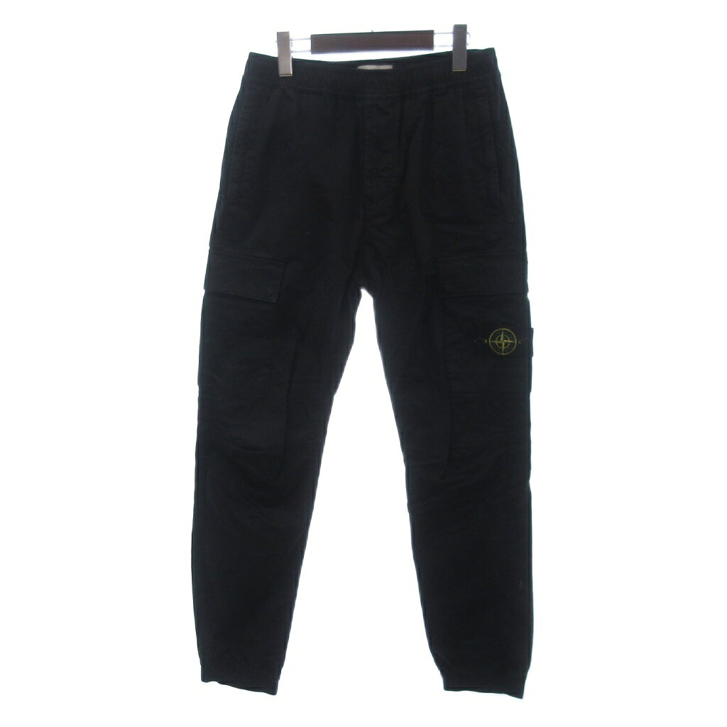 【中古】ストーンアイランド STONE ISLAND GHOST PIECE カーゴパンツ ジッパーフライ ウエストゴム ワッペン 811531314 黒 ブラック 30 メンズ 【ベクトル 古着】 260701ブランドストーンアイランド ...