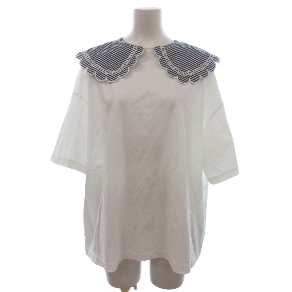 【中古】ヨリ yori ギンガムスカラップカラーTシャツ カットソー 半袖 YR11-23079SM 白 ホワイト F レディース 【ベクトル 古着】 260718ブランドヨリ yori表記サイズF実寸サイズ肩幅：61cm　身幅：64cm　...