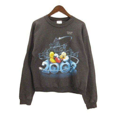 【中古】SANTEE ミッキー プリント トレーナー 裏毛 USA製 M チャコールグレー ■GY12 メンズ 【ベクトル 古着】 260217表記サイズM実寸サイズ肩幅：56cm　身幅：51cm　袖丈：59cm　着丈：60cm　　素材コッ...