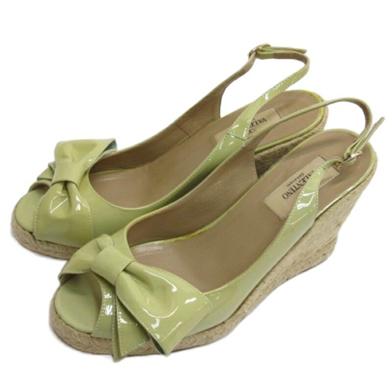 【中古】ヴァレンティノ ガラヴァーニ VALENTINO GARAVANI ウェッジソール パンプス オープントゥ エナメル グリーン系 38 25cm ■GY62 レディース 【ベクトル 古着】 260326ブランドヴァレンティノ ガラヴ...