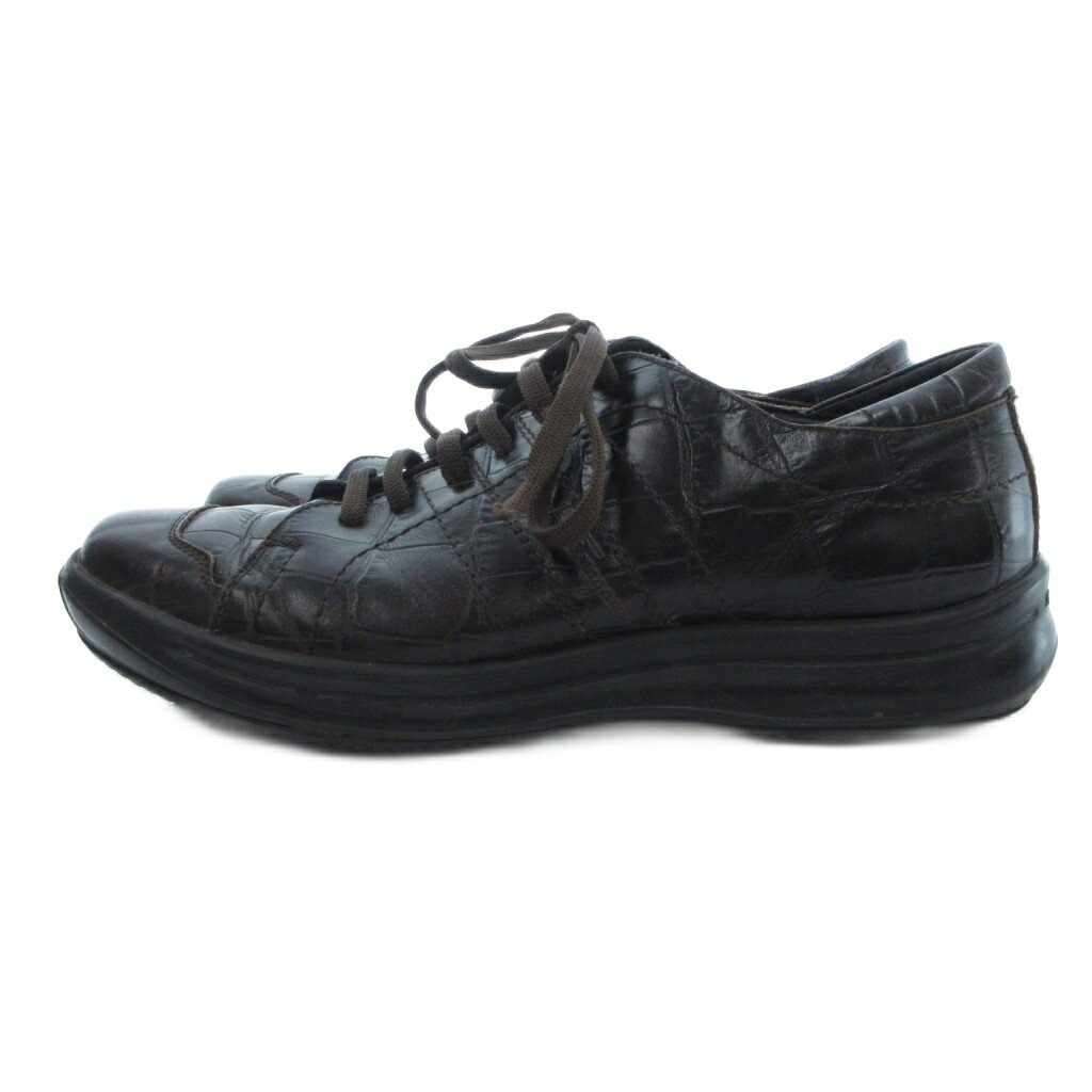 【中古】サルヴァトーレフェラガモ Salvatore Ferragamo スニーカー シューズ レザー クロコ型押し 7 茶 ブラウン /UO ■GY62 【ベクトル 古着】 260421ブランドサルヴァトーレフェラガモ Salvatore...