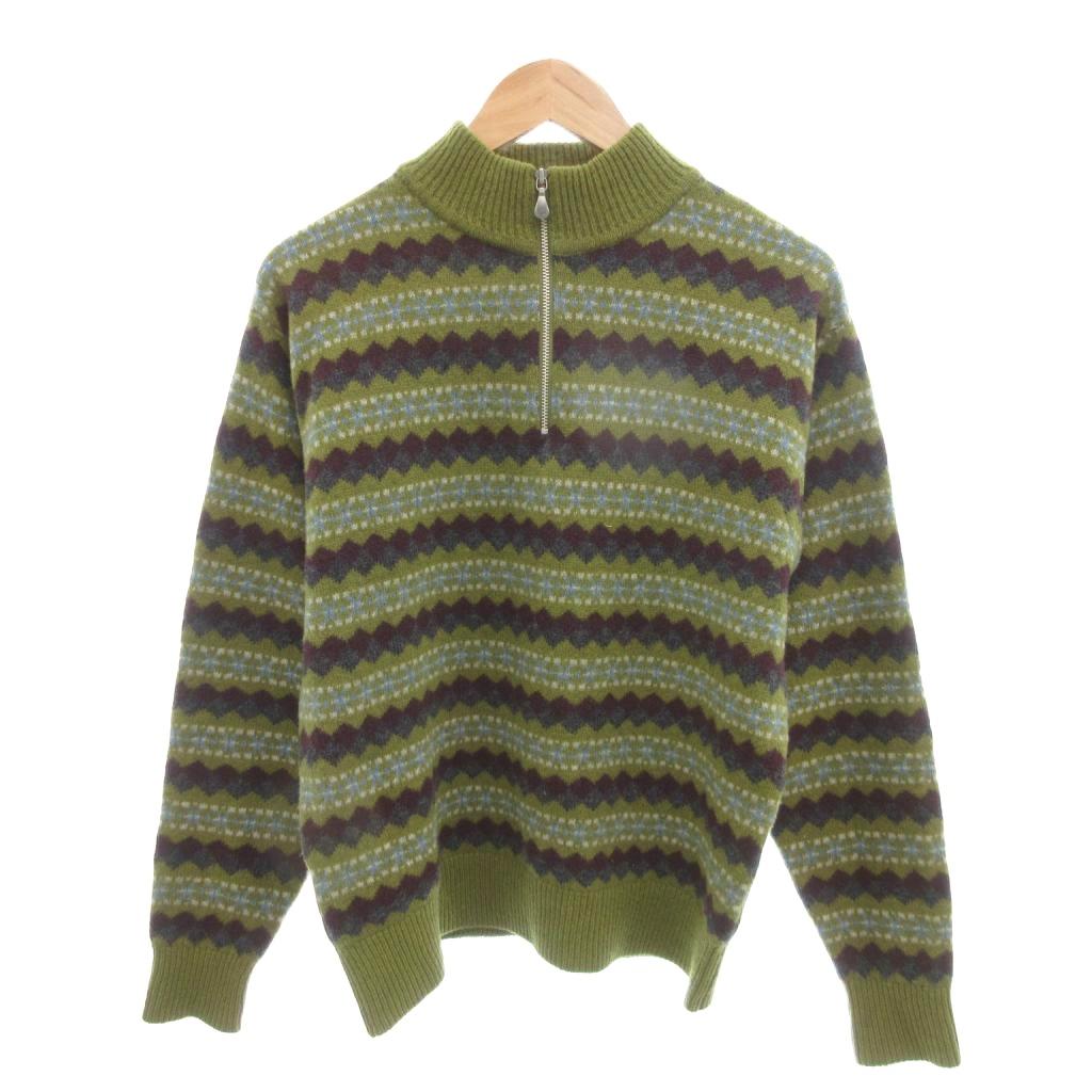 【中古】ポールスミス PAUL SMITH ニット セーター ウール M 緑 グリーン ハーフジップ 幾何学模様 長袖 /YF ■GY74 メンズ 【ベクトル 古着】 260410ブランドポールスミス PAUL SMITH表記サイズM実寸サ...