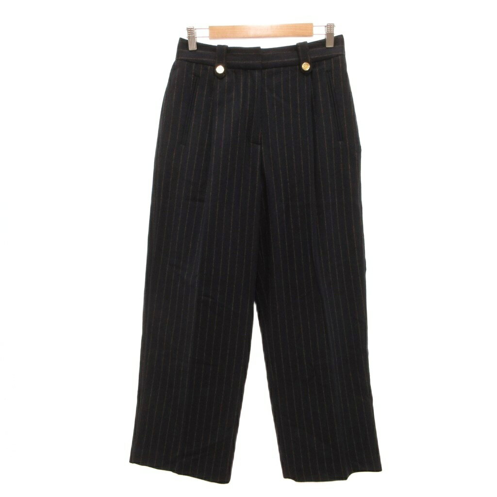 【中古】3.1 フィリップリム 3.1 phillip lim ワイドパンツ アンクル丈 4 紺 ネイビー ストライプ柄 ボタン装飾 /SD ■GY74 レディース 【ベクトル 古着】 260513ブランド3.1 フィリップリム 3.1 p...