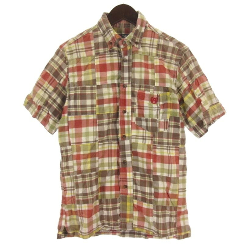 【中古】チャップス CHAPS パッチワーク チェック シャツ 半袖 イエロー系 M メンズ 【ベクトル 古着】 260709ブランドチャップス CHAPS表記サイズM実寸サイズ肩幅：42cm　身幅：50cm　着丈：68cm　袖丈：24cm...