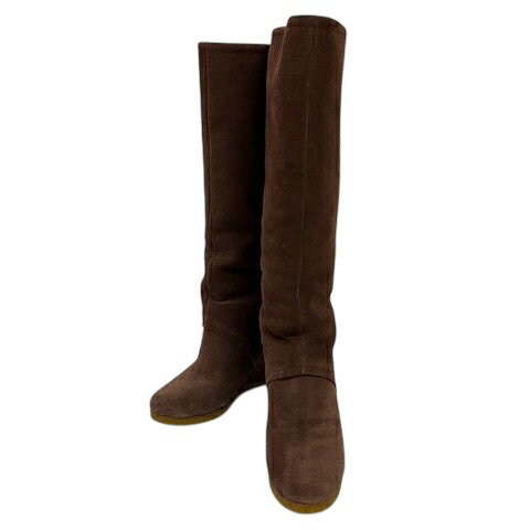 【中古】ナインウエスト NINE WEST ロング ブーツ ラウンドトゥ ウェッジソール 裏ボア スエード 無地 7M 240 24cm ブラウン 茶 レディース 【ベクトル 古着】 260226ブランドナインウエスト NINE WEST表...