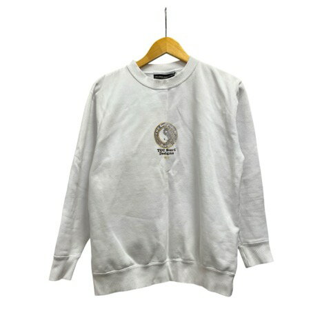 【中古】タウンアンドカントリーデザインズ T＆C SURF DESIGNS トレーナー 長袖 クルーネック プリント コットン混 251848200 M 白 ホワイト 茶 ブラウン レディース 【ベクトル 古着】 260301表記サイズM実...