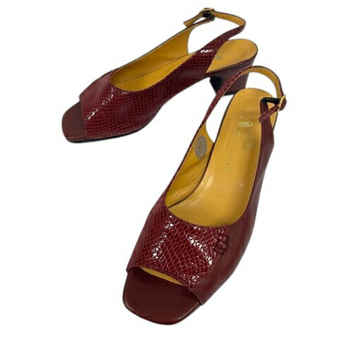 【中古】アクアスキュータム AQUASCUTUM サンダル オープントゥ ストラップ パイソン チャンキーヒール 23 赤 レッド レディース 【ベクトル 古着】 260626ブランドアクアスキュータム AQUASCUTUM表記サイズ23実...