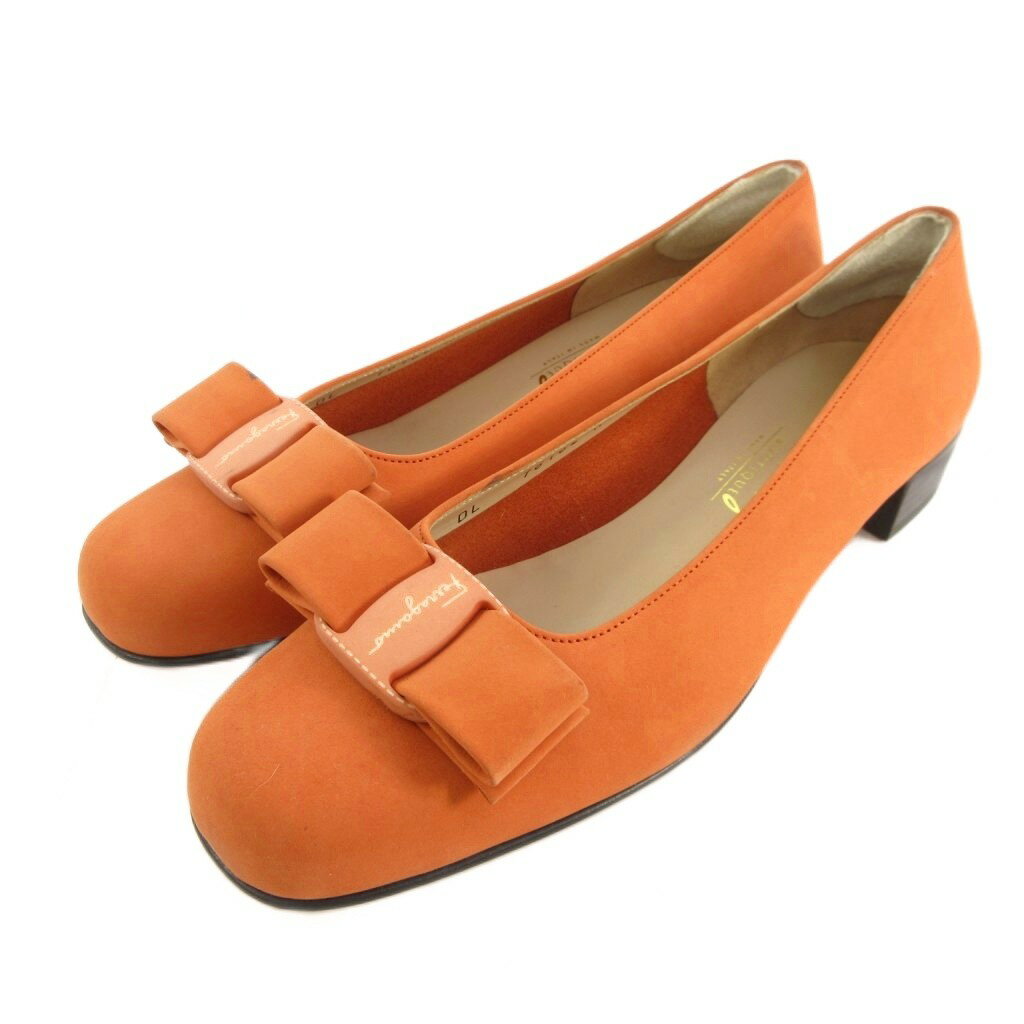 【中古】サルヴァトーレフェラガモ Salvatore Ferragamo パンプス ヴァラリボン フラット ヌバック サーモンピンク 61/2 ■GY47 レディース 【ベクトル 古着】 260122ブランドサルヴァトーレフェラガモ Sal...