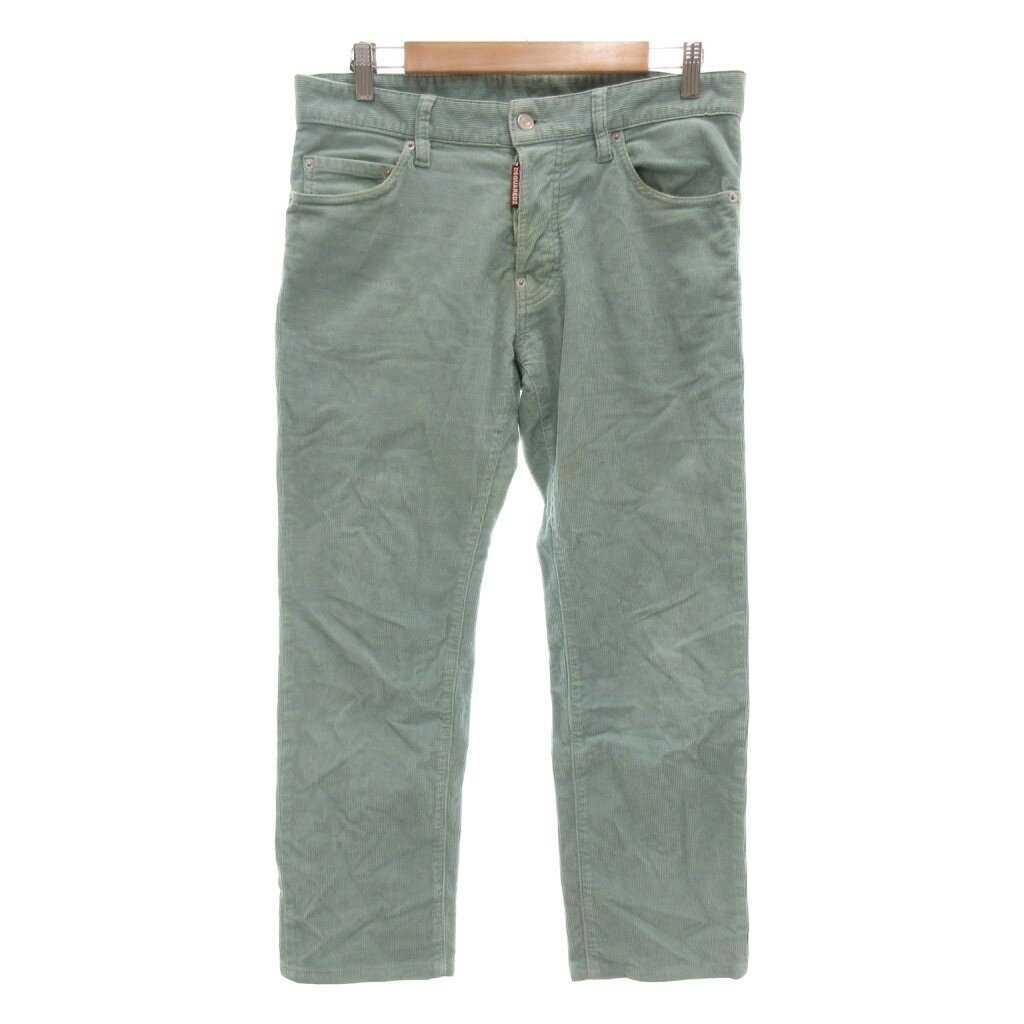 【中古】ディースクエアード DSQUARED2 コーデュロイパンツ スラックス ボタンフライ 46 グリーン系 /NL ■GY99 メンズ 【ベクトル 古着】 260209ブランドディースクエアード DSQUARED2表記サイズ46実寸サイ...