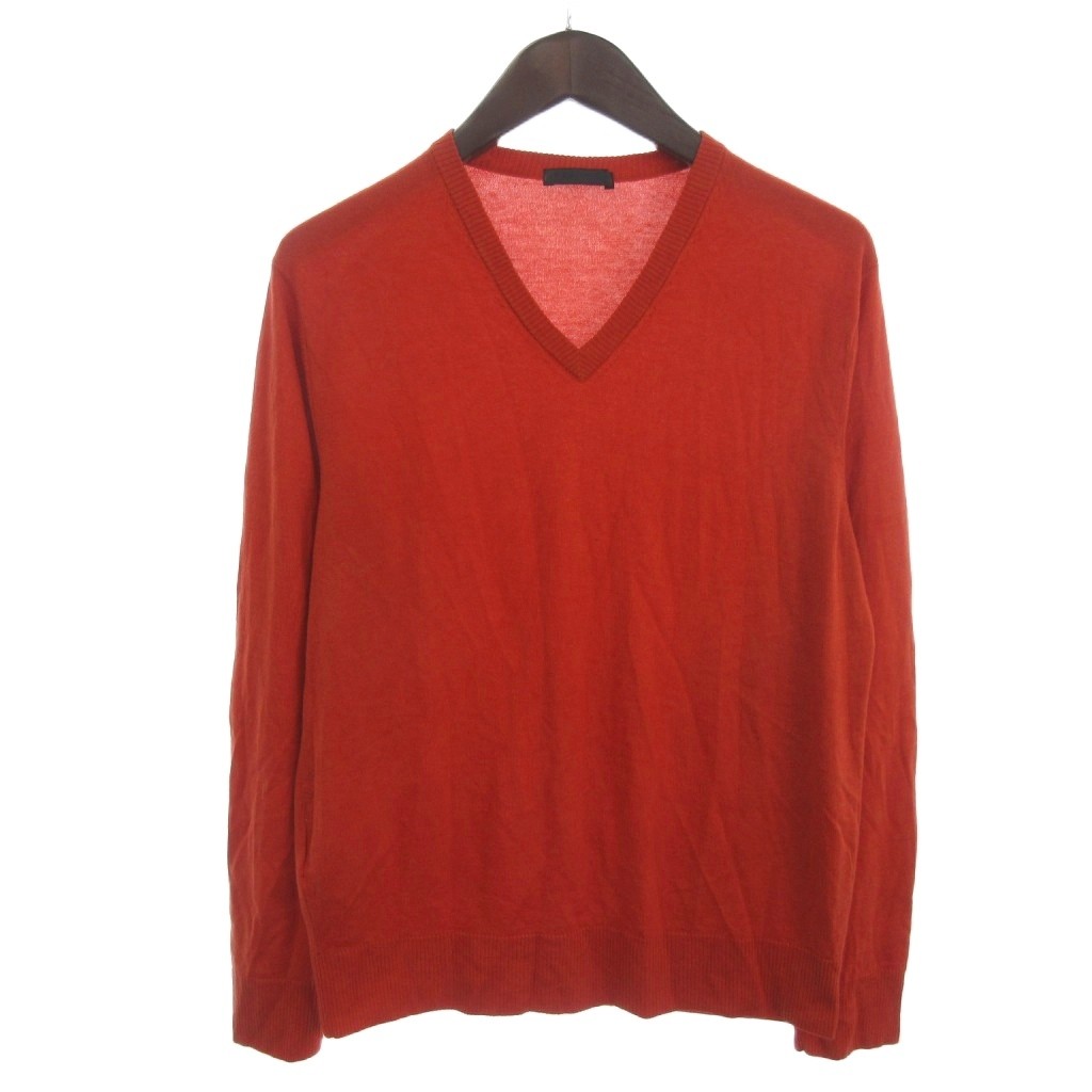 【中古】ベルトロ BERTOLO Vネック ニット セーター シルク カシミヤ混 オレンジ系 54 メンズ 【ベクトル 古着】 260321表記サイズ54実寸サイズ肩幅：43cm　身幅：53cm　着丈：64cm　袖丈：60cm　　素材絹 カ...