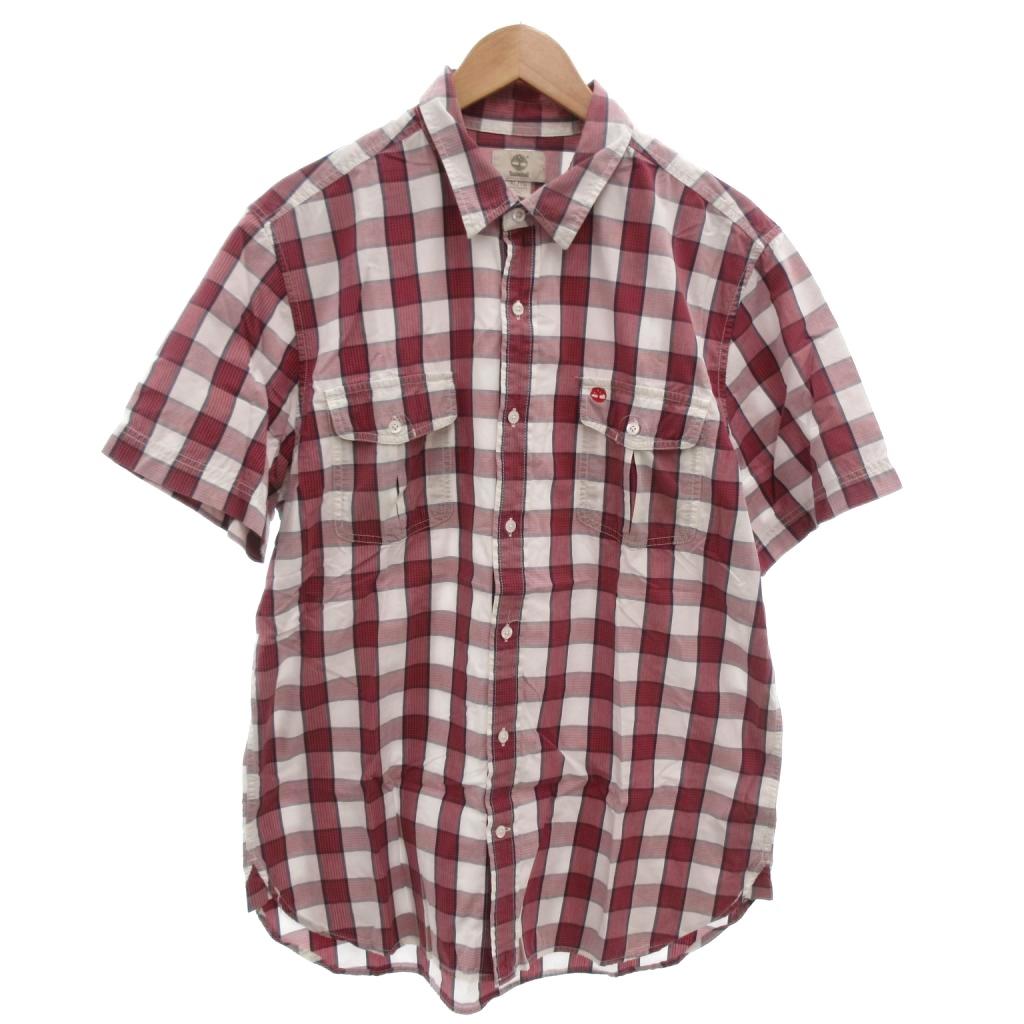【中古】ティンバーランド Timberland シャツ XL 赤 レッド 白 ホワイト チェック柄 半袖 胸ポケット /TQ メンズ 【ベクトル 古着】 260424ブランドティンバーランド Timberland表記サイズXL実寸サイズ肩幅...