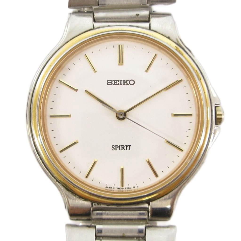 【中古】セイコー SEIKO スピリット SPIRIT 腕時計 クォーツ 3針 白 ジャンク メンズ 【ベクトル 古着】 260701ブランドセイコー SEIKO表記サイズ-実寸サイズバンド幅：1.6cm　腕周り：16cm　ケース・タテ：4...