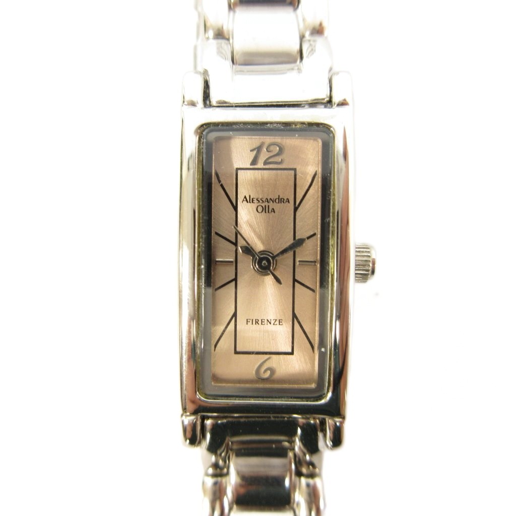 【中古】アレサンドラオーラ Alessandra Olla 腕時計 クォーツ スクエア ジャンク シルバーカラー ■GY99 レディース 【ベクトル 古着】 260720実寸サイズバンド幅：1cm　腕周り：16.5cm　ケース・タテ：25m...