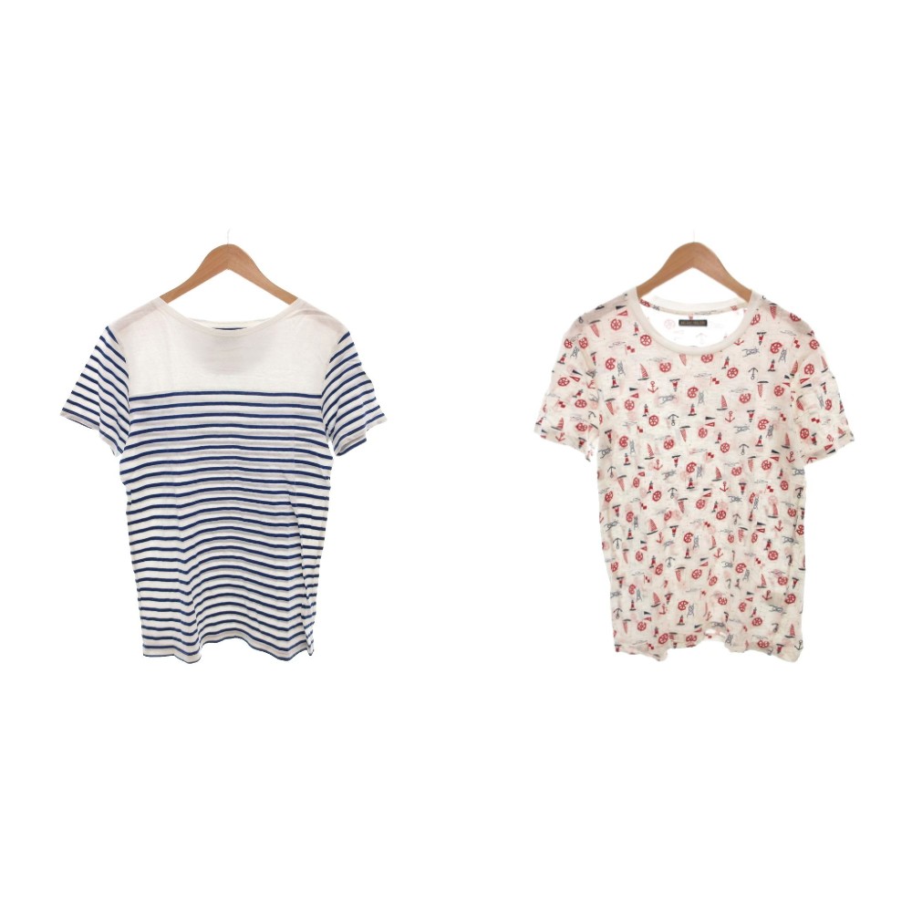 【中古】ブルーブルー BLUE BLUE バスクシャツ Tシャツ 2点 まとめ M L 半袖 白 ホワイト 青 ブルー 赤 レッド IBO95 /TQ メンズ 【ベクトル 古着】 260515ブランドブルーブルー BLUE BLUE表記サイ...