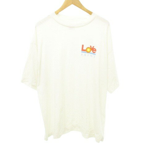 【中古】セントマイケル SAINTMICHAEL 美品 25SS LOVE_SS TEE ラブ Tシャツ ワンポイント ロゴ ダメージ加工 薄手 XLサイズ 白 ホワイト ☆AA★ メンズ 【ベクトル 古着】 250611ブランドセントマイ...