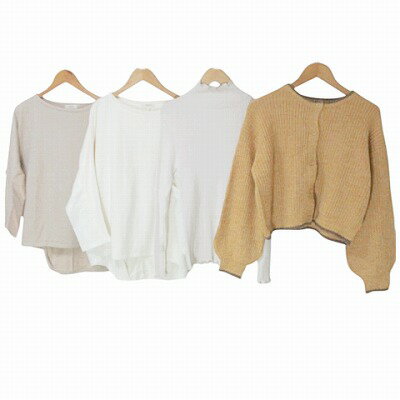 【中古】スタディオクリップ Studio Clip レイカズン フォルクシー 秋冬衣類 4点セット まとめ トップス ニット カーディガン カットソー 長袖 白 黄 ベージュ フリーサイズ X レディース 【ベクトル 古着】 250805ブ...