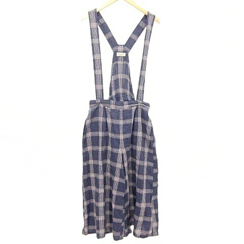 【中古】サマンサモスモス SM2 サロペット ワイド パンツ チェック リネン コットン F 紺 ネイビー ■GY54 A0123 レディース 【ベクトル 古着】 260123ブランドサマンサモスモス SM2表記サイズF実寸サイズウエスト：...