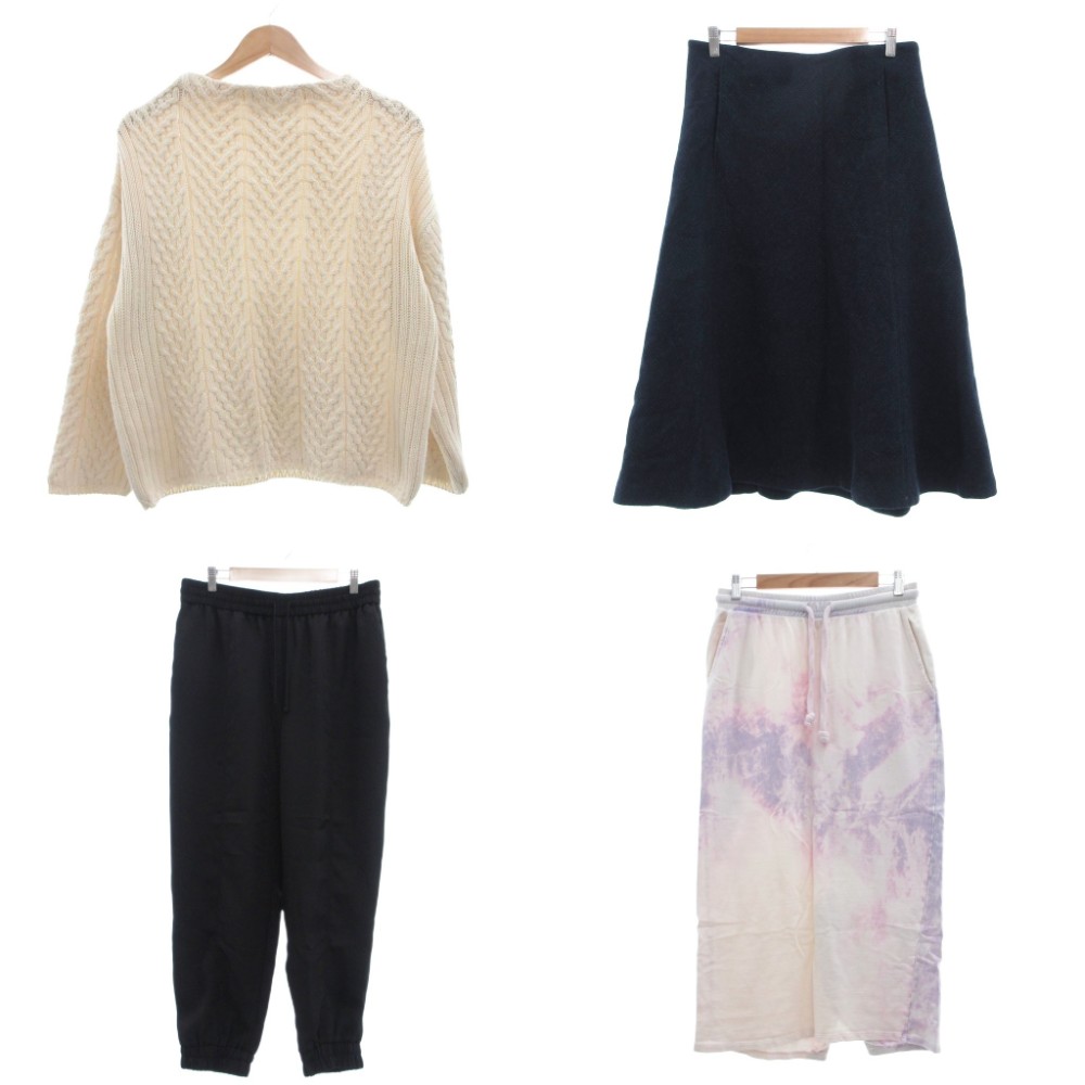 【中古】ザラ ZARA まとめ売り 4点セット スカート ニット パンツ M L 白 ホワイト 黒 ブラック マルチカラー タイダイ柄 ロング丈 /SX レディース 【ベクトル 古着】 260603ブランドザラ ZARA表記サイズM?1 L...