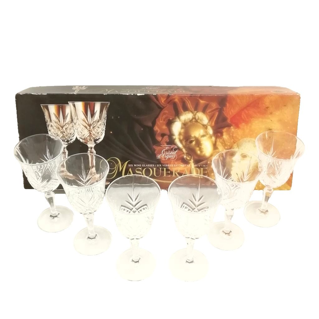 【中古】Cristal D Arques クリスタルダルク MASQUERAD マスカレード ワイングラス 6脚セット フランス製 【ベクトル 古着】 260227実寸サイズ口径/約6.5　高さ/約14.5　素材クリスタル状態使用感が少なく...