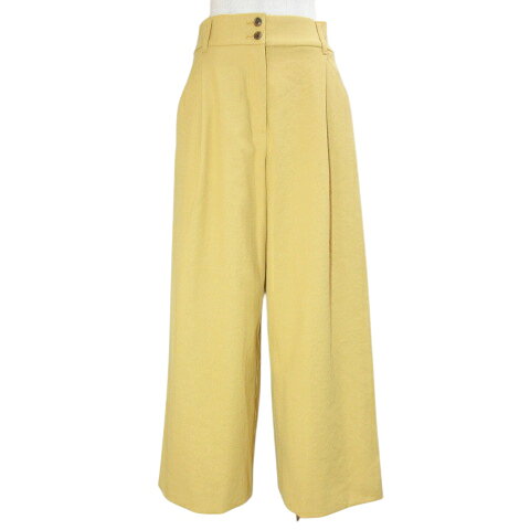 【中古】プラステ PLST 美品 リネンブレンド ワイドパンツ タック M イエロー 12-9206016 /X レディース 【ベクトル 古着】 260403ブランドプラステ PLST表記サイズM実寸サイズウエスト：66-78cm　もも幅：...