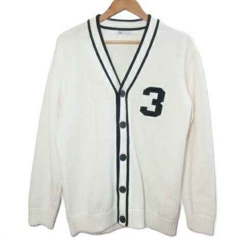 【中古】ザラ ZARA ニット カーディガン 長袖 Vネック 厚手 M 180/96A オフホワイト ネイビー /X メンズ 【ベクトル 古着】 260505ブランドザラ ZARA表記サイズM 180/96A実寸サイズ肩幅：46cm　身幅：...