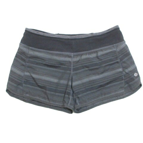 【中古】ルルレモン lululemon ショートパンツ ランニングウェア 一体型インナー付き マルチボーダー 6 日本サイズM相当 グレー系 /X レディース 【ベクトル 古着】 260507ブランドルルレモン lululemon表記サイズ...