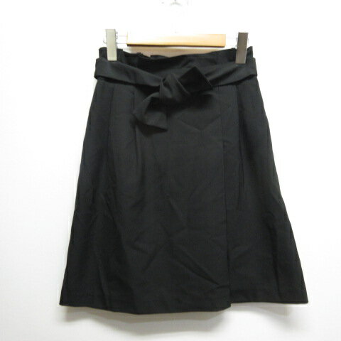 【中古】トゥエルブアジェンダ 12Twelve Agenda ウエストリボン 台形 スカート S 黒 ブラック 裏地付き レディース 【ベクトル 古着】 250708表記サイズS実寸サイズウエスト：64cm　スカート丈：51.5cm　　素材...