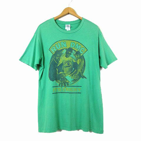 【中古】ジャンクフード JUNK FOOD USA製 00’S 希少 Y2K ヴィンテージ Tシャツ RUN DMC フォト プリント 半袖 古着 L エメラルドグリーン 緑 イエロー アメリカ製 レア メンズ 【ベクトル 古着】 2606...
