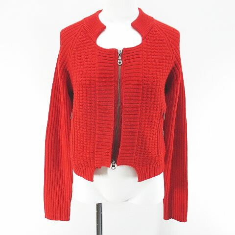 【中古】マリテフランソワジルボー MARITHE FRANCOIS GIRBAUD 長袖 カーディガン ニット M 赤系 レッド ジップアップ ポケット 毛 ウール レディース 【ベクトル 古着】 251021ブランドマリテフランソワジルボ...