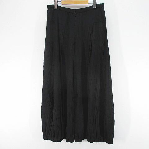 【中古】エイココンドウ EIKO KONDO ロング丈 ワイドパンツ ジップフライ F 黒系 ブラック 無地 シワ加工 タック 裾ゴム 裏地 日本製 レディース 【ベクトル 古着】 251106ブランドエイココンドウ EIKO KONDO表...