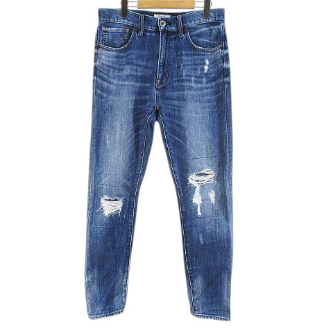 【中古】インヘリット INHERIT ロング丈 デニムパンツ ジーンズ スキニー S 青系 ブルー ジップフライ ダメージ 加工 ラベル メンズ 【ベクトル 古着】 251223ブランドインヘリット INHERIT表記サイズS実寸サイズウエ...