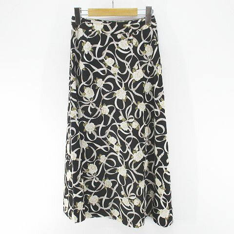 【中古】インゲボルグ INGEBORG 花柄 フラワー ミモレ丈 フレアスカート スカート S 黒系 ブラック 日本製 ポケット 裏地 レディース 【ベクトル 古着】 260109ブランドインゲボルグ INGEBORG表記サイズS実寸サイズ...