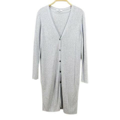 【中古】ユニクロ UNIQLO 長袖 ニット カーディガン ロング丈 XL グレー系 リブ Vネック 無地 レディース 【ベクトル 古着】 260320ブランドユニクロ UNIQLO表記サイズXL実寸サイズ肩幅：38cm　身幅：58cm　袖...
