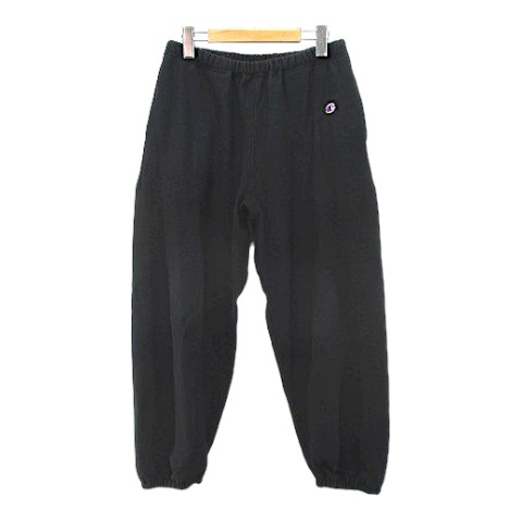 【中古】チャンピオン CHAMPION C8-Z202 リバースウィーブ スウェットパンツ ジョガーパンツ ロング丈 M 黒系 ブラック ウエストゴム ロゴ 刺繍 ワッペン メンズ 【ベクトル 古着】 260314ブランドチャンピオン CH...