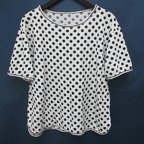 【中古】Tong Cheon ドット柄 半袖 Tシャツ カットソー 白系 ホワイト 透け感 【ベクトル 古着】 260403表記サイズ表記無し実寸サイズ肩幅：45cm　身幅：52cm　着丈：50cm　袖丈：18cm　　素材表記無し色ホワイト...